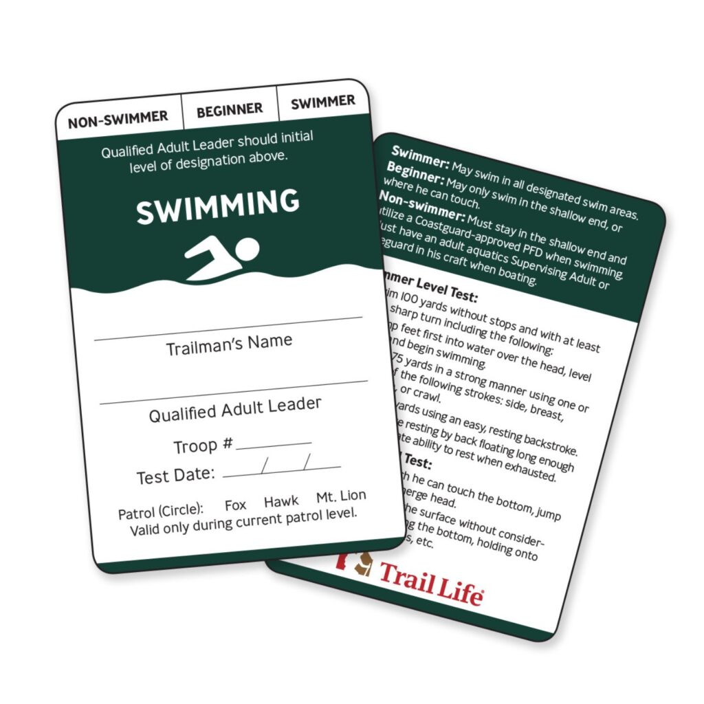 Woodlands Trail Swimming Competency Card Pack - Trail Life USA Store